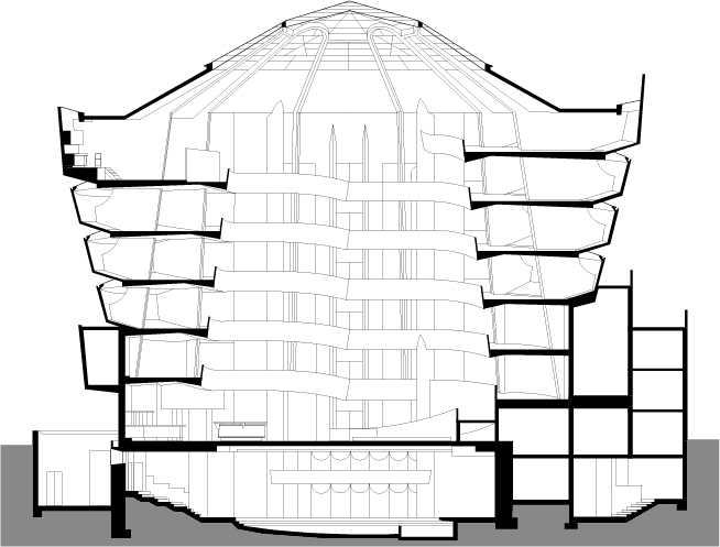 New York Guggenheim Museum Section Sketch Coloring Page
